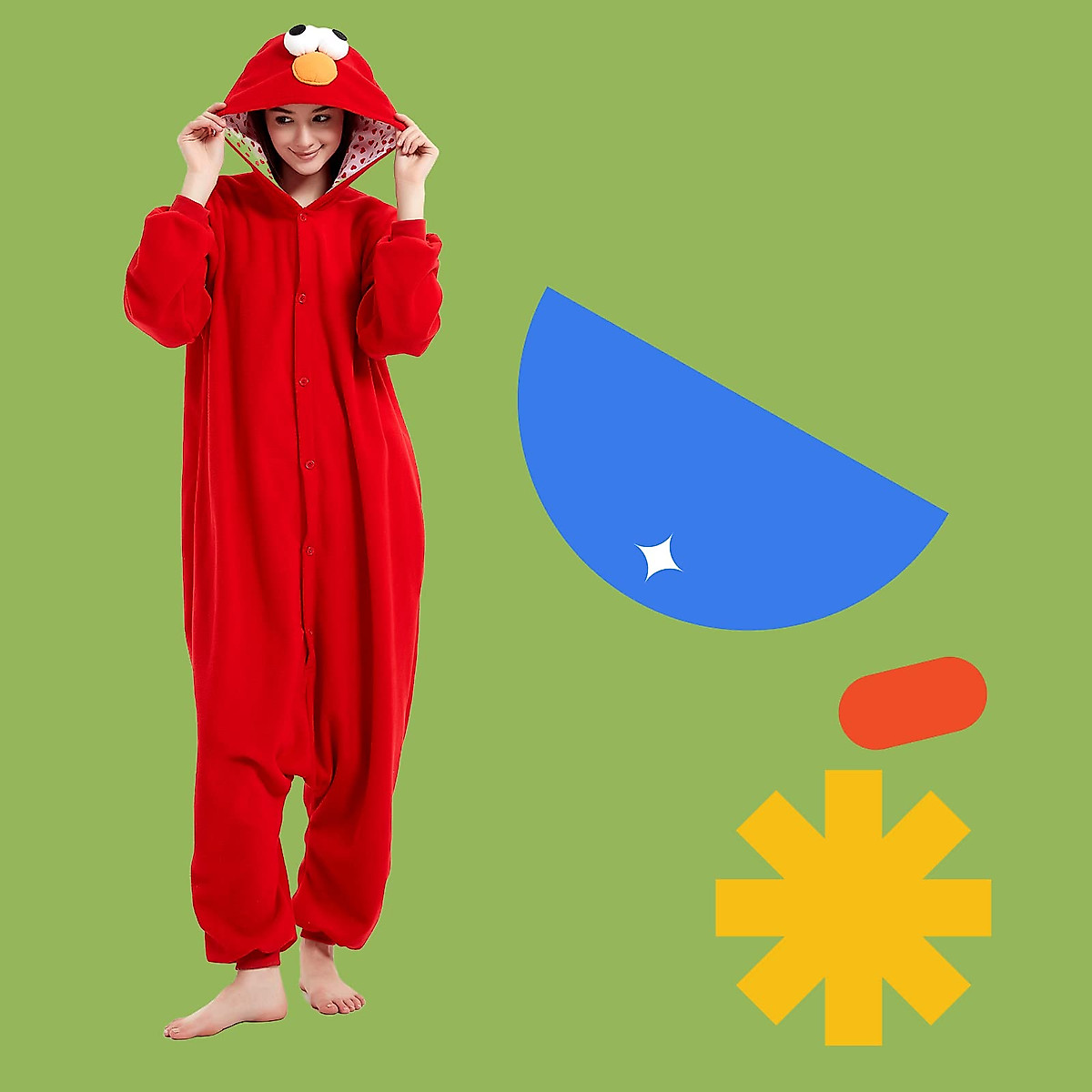 Beauty Shine Unisex Adult Onesie One Piece Pajamas Cosplay Cartoon Costume Halloween Christmas Sleepwear Jumpsuit Plush Homewear(Red, Small)