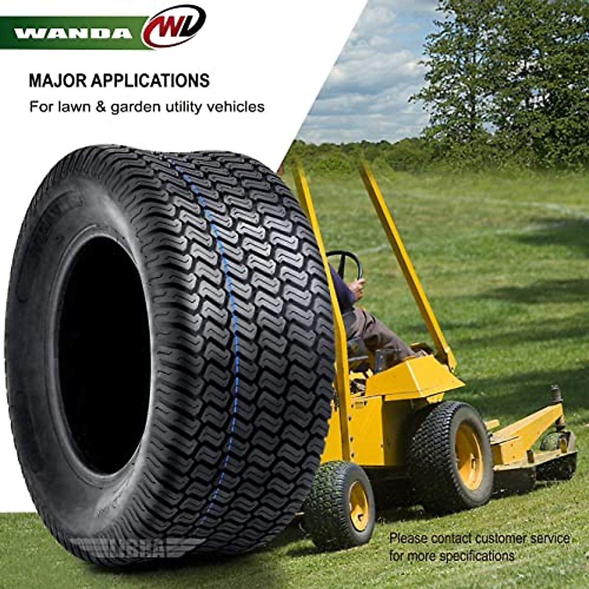 Set 4 WANDA Lawn Mower Turf Tires 16x6.5-8 Front & 23x10.5-12 Rear /4PR -13019/13049