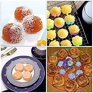 R HORSE 42Pcs Silicone Molds Cupcake Multi Flower Shapes Silicone Baking Cups Molds Non-Stick Donut Wrapper Molds Washable Muffin Molds Washable for Pan Oven Microwave Dishwasher (2 x 0.8 Inch)