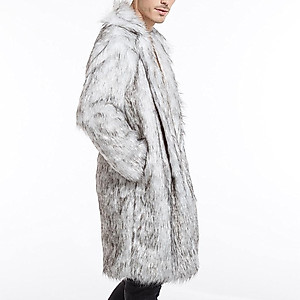 Mens Faux Fur Coat Jackets, 2023 Classic Men Winter Warm Faux Mink Long Cardigan Outwear Thicken Fluffy Fur Windproof Overcoat Full Length