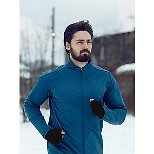 4 Pairs Unisex Winter Half Finger Knit Gloves Stretchy Non-Slip Winter Warm Knitted Fingerless Gloves (Black)