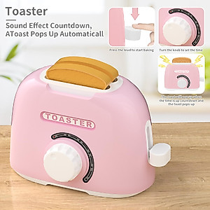 Kitchen Appliances Toys, Toy Kitchen Set for Kids Play Kitchen Accessories Set, Blender, Coffee Maker Machine, Mixer and Toaster. Girls Toys Ages 4-8