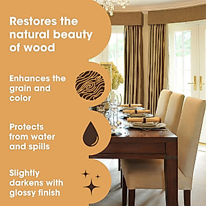 Furniture Clinic Boiled Linseed Oil for Wood Furniture & More | 8.5oz Refined Oil | Restore a Finish for Furniture, Table Tops, Stone & Metal | Wood Care for Interior Oak, Pine, Teak & More | Glossy