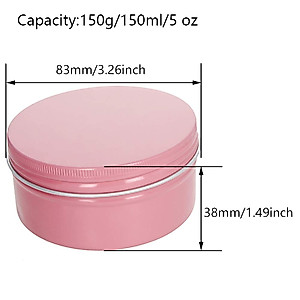 Bettomshin 12 Pack 5 oz Round Aluminum Cans Tin Can Screw Top Metal Lid Containers for Lip Balm, Crafts, Candles, Candies, 150ml