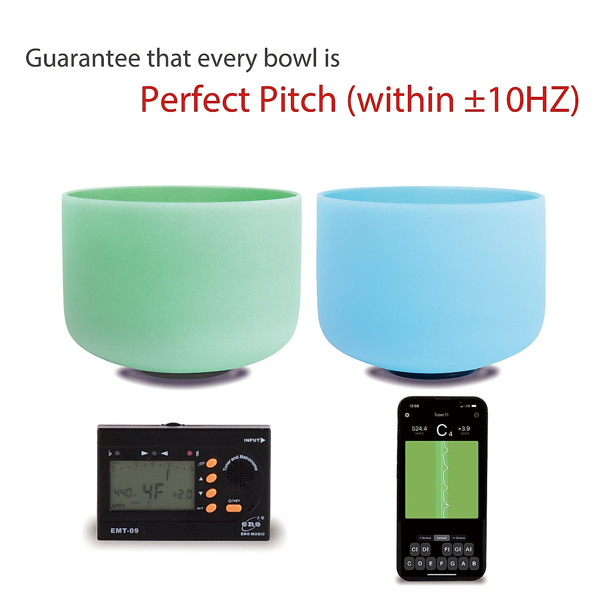 FMTY 10inch Crystal Singing Bowls set prefect pitch(±10HZ) Red(Root)+ Orange(Sacral) with Soft Carrying Bag Sound Bowls Chakra Bowl