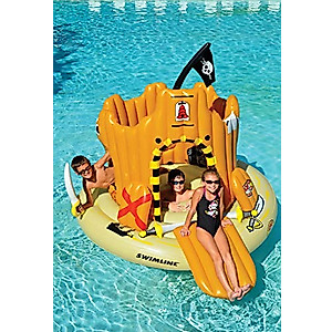 Swimline Pirate Island Pool Float , Black , 82 x 82 62