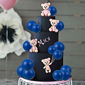 Gyufise 30Pcs Ball Cake Toppers Balls Cupcake Toppers Foam Ball Shaped Cake Picks DIY Balloons Cake Insert Topper for Wedding Enagement Baby Shower Birthday Party Cake Decorations Supplies Royal Blue