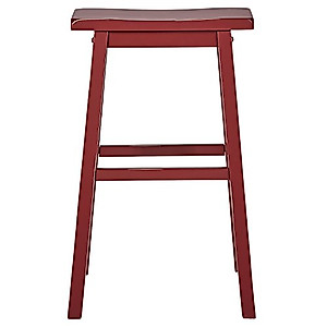 Amazon Brand – Stone & Beam Cottage Wood Bar Stool, 29"H, Red