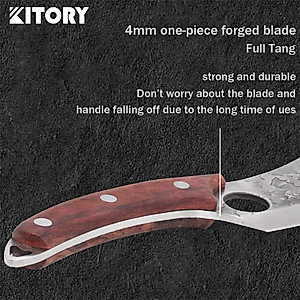 Kitory Boning Meat Cleaver 7", Japan Kitchen Chef Butcher Knife, Hand Forged High Carbon Steel Blade, Full Tang, Pearwood Handle, 2024 Gifts For Women and Men