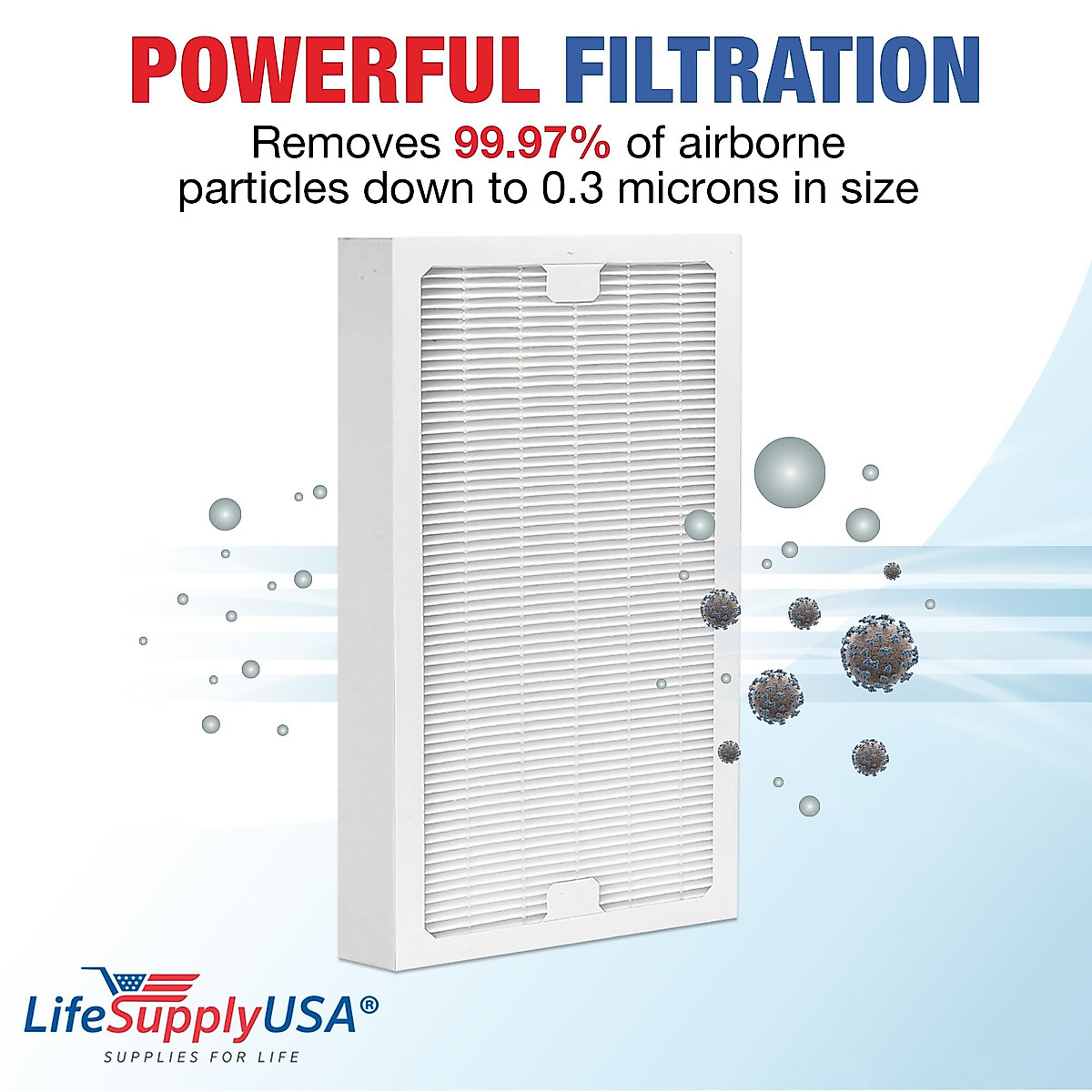 LifeSupplyUSA True HEPA Filter Replacement Compatible with Hunter 30966, 30747, 30748, 30750, 30856, 37748, 37750 Air Purifier