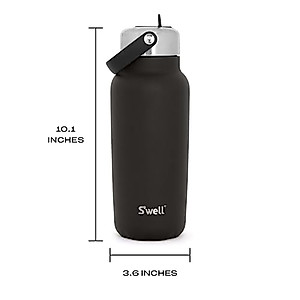 S'well Recycled Stainless Steel Explorer with Flip Straw Lid, 32oz, Onyx, Triple Layered Vacuum Insulated Containers Keeps Drinks Cold for 42 Hours and Hot for 10