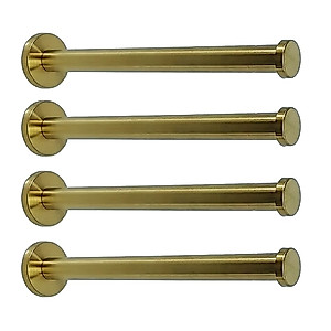 NELXULAS Golden Brushed Stainless Steel Single Heavy Duty Wall Mount Hook, Bath Towel Hooks, Robe Hooks, Coat Hanger, 4 PCS (8 inch)