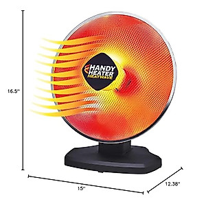 Ontel Handy Heater Heatwave Parabolic Space Heater with Ceramic Heating Technology