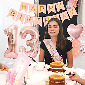 Teenager Birthday Party Decoration 13th Birthday Party Decorations for Girls with Rose Gold Omg Ur A Teenager Balloons Banner Sash Tinsel Cake Topper