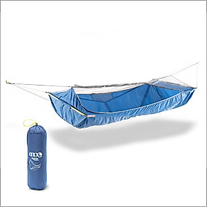 ENO SkyLite Hammock - 1 Person Flat, Portable Hammock - Integrated Hammock Bug Net - for Camping, Hiking, Backpacking, Travel, Festival, or The Beach - Pacific