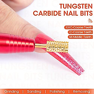 AORAEM Safety Bits for Nail Drill 3/32'', 3PCS Nail Drill Bit Set Professional Tungsten Steel Nail Drill Bits Remove Gel Safety Bits Set for Acrylic Gel Remover, Gold