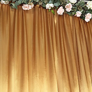 Efavormart 8ftx10ft Gold Satin Curtain Panel Backdrop Drapes, Photo Booth Backdrop with Rod Pocket