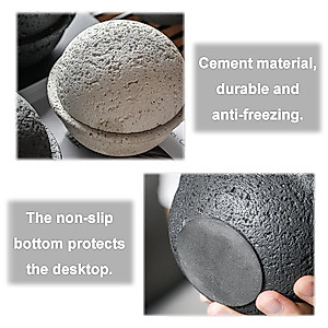 AETVRNI Desktop Mini Trash Can with Lid-Material: Concrete + Stainless Steel.Interesting UFO Design for Indoor and Outdoor Home Office Desktop Decoration,Black,L