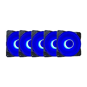 Apevia CO512L-BL Cosmos 120mm Blue LED Ultra Silent Case Fan w/ 16 LEDs & Anti-Vibration Rubber Pads (5 Pk)