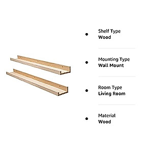 AZSKY Wood Floating Shelves for Wall 36 Inches Long Wood Photo Picture Ledge Shelf with Lip Kids Bookshelf and Wood Wall Shelves for Nursery Decor a Set of 2