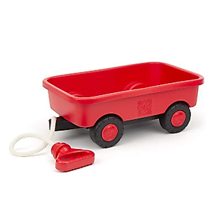 Green Toys Sesame Street Elmo's Wagon, Red - Pretend Play, Motor Skills, Kids Outdoor Toy Vehicle. No BPA, phthalates, PVC. Dishwasher Safe, Recycled Plastic, Made in USA.