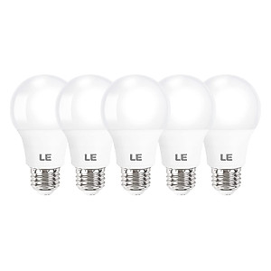 LE LED Light Bulbs 60 Watt Equivalent, 9W 800 Lumens Non-Dimmable, Daylight White 5000K, A19 E26 Standard Medium Base, 10000 Hour Lifetime 5 Count (Pack of 1)