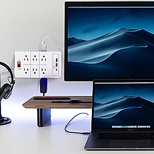 Power Strip with USB C - 12 Widely Outlets with 2 USB Charging Ports+1 USB C Total 3.1 A, 6 ft Long Heavy Duty Extension Cord,Overload Surge Protection, Surge Protector Wall Mount for Home (White)