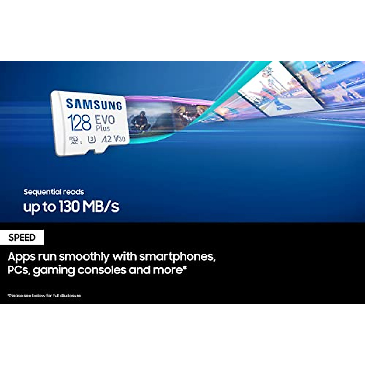 SAMSUNG EVO Plus w/SD Adaptor 128GB Micro SDXC, Up-to 130MB/s, Expanded Storage for Gaming Devices, Android Tablets and Smart Phones, Memory Card, MB-MC128KA/AM, 2021