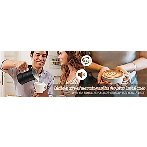 Milk Frother Electric, Coffee Frother, Warm and Cold Milk Foamer, 4 IN 1 Automatic Milk Warmer Stainless Steel with Touch Screen, for Coffee, Latte, Hot Chocolate,Cappuccinos and Macchiato,Black
