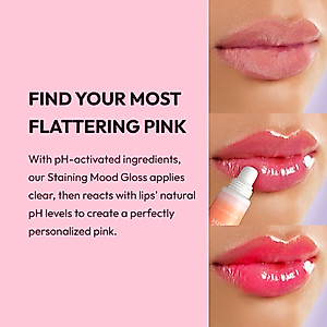 Ruby Kisses Staining Mood Lip Gloss, Mango Butter Infused for Hydration, PH-Activated Hue Change, Lightweight Feel, Non-Sticky Shine for Long Lasting Fuller & Smoother Lips (1pc)