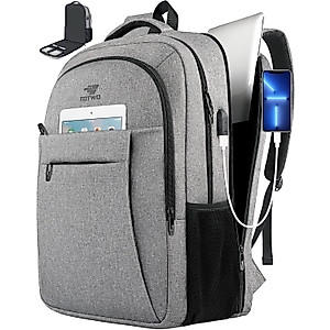 TOTWO Travel Laptop Backpack, 17 Inch Laptop Backpack, Durable Large TSA Approved Backpack with Laptop Compartment, Business Computer Backpack with USB Port College Backpack Gifts for Women Men, Grey