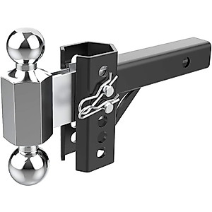 Sulythw Adjustable Trailer Hitch, Fits 2-Inch Receiver, 4-Inch Drop Hitch Ball Mount, Aluminum Tow Hitch, 2 and 2-5/16 inch Combo Stainless Steel Tow Balls for Heavy Duty Truck with Double Pins, Black