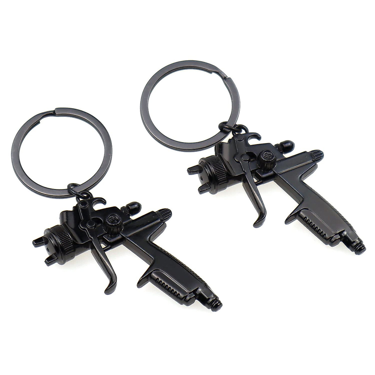 beyondcity 2 PCS SPRAY PAINT Gun Black Metal KEY CHAIN Ring Keychain NEW
