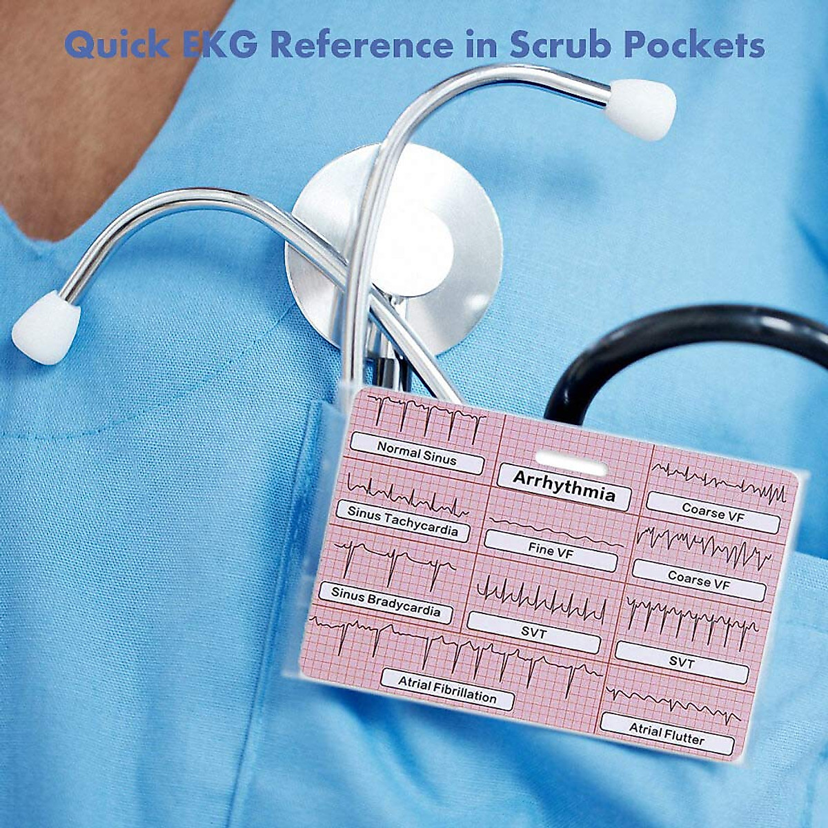 Lisol EKG Badge Cards - Nurse EKG Leads Badge Buddy Nursing ECG Caliper Tool Cardiac Rhythm Strips Interpretation Cheat Sheets for Badge ACLS Reference Card Ruler Medical Accessories Telemetry Reader