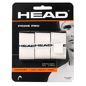 HEAD Prime Pro Racquet Overgrip - Tennis Racket Grip Tape - 3-Pack, White