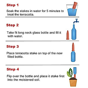 JULIAS 8 Pcs Vacation Plant Waterer Terracotta Plant Waterers Self Plant Watering Spikes Terracotta Wine Bottle Stake Set Plant Watering Devices