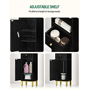 Hzuaneri Bathroom Storage Cabinet, Corner Floor Cabinet with Drawers and Doors, Narrow Toilet Paper Cabinet, Bathroom Organizer with Adjustable Shelf, for Small Spaces, Black BC29804G