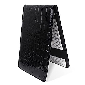Scott Edward Golf Scorecard Cover Leather Scorecard Holder Statistic and Score Tracking Waterproof Soft Thick (Black Texture)