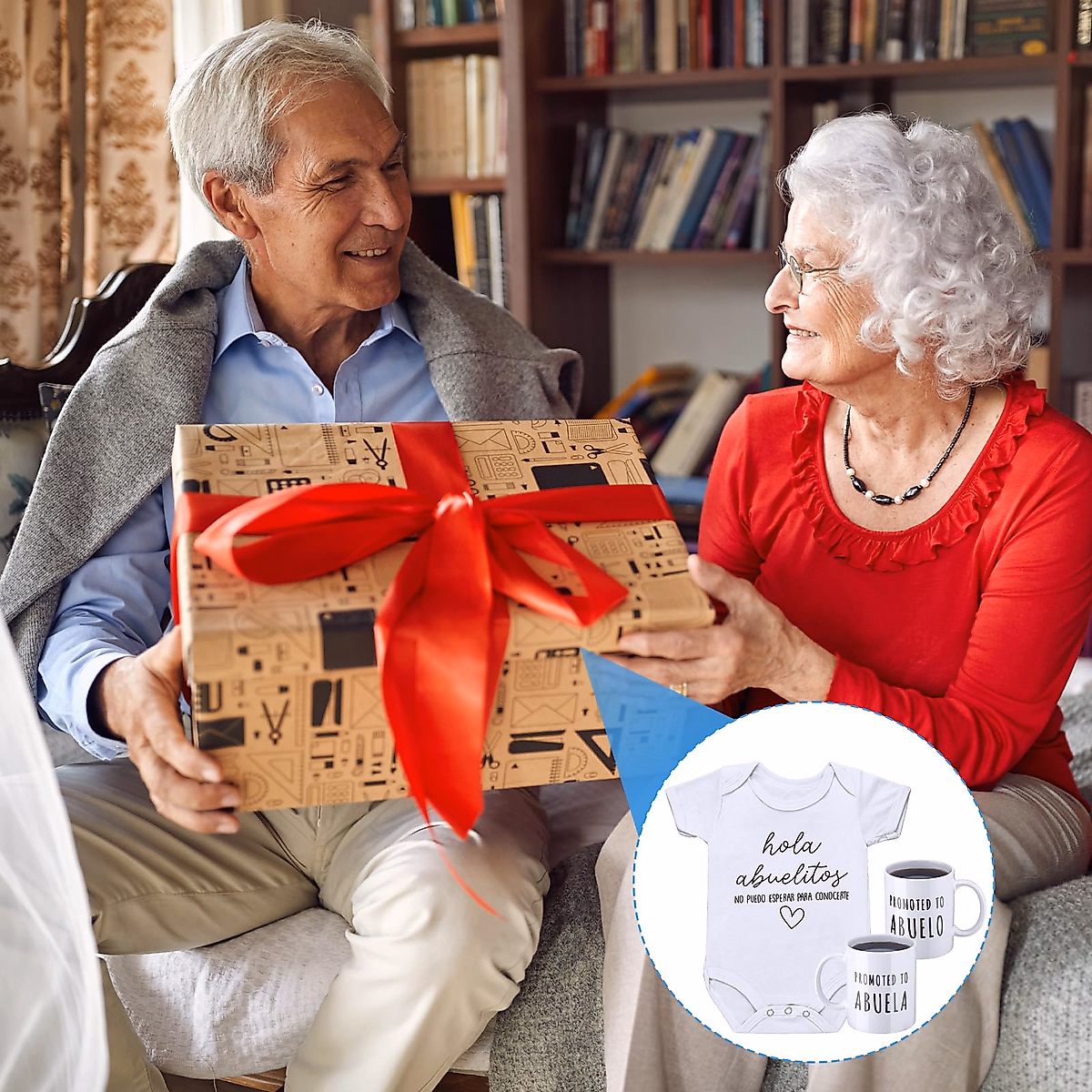 Tioncy Hola Abuelitos Spanish Pregnancy Announcement Bodysuit Promoted to Abuela and Abuelo Coffee Mugs,0-6 Months(White)