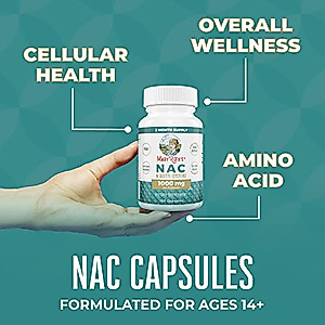 MaryRuth's NAC Supplement N-Acetyl Cysteine | 2 Month Supply | NAC 1000mg per serving | Vegan | Non-GMO | Gluten Free | 120 Count