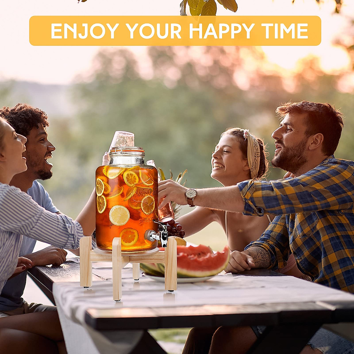 Drink Dispenser Stand, Beverage Dispenser Stand Fits 5-10 Inches Diameter of Glass Jar Water Jug and Containers Drink Stand Water Jug Stand Water Bottle Stand Beverage Dispenser Holder(2 Pieces)