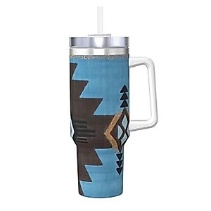Xiexide 40oz Fits Cup Holder Indoor Southwestern Aztec Navajo Indian Totem Heritage Double Walled Vacuum Insulatedith Handle And Straw,Hot & Cold Drinks