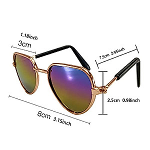 Funny Cat Sunglasses Dog Glasses Metal Retro Triangular Glasses Puppy Pet Eyewear Costume for Cosplay Toys Photos Props