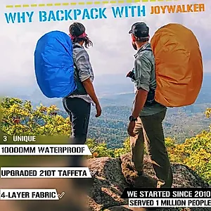 Joy Walker Backpack Rain Cover Waterproof Breathable Suitable for (15-30L, 30-40L, 40-50L, 50-70L, 70-90L) Backpack Hiking/Camping/Traveling (black, XXL (for 70-90L backpack))