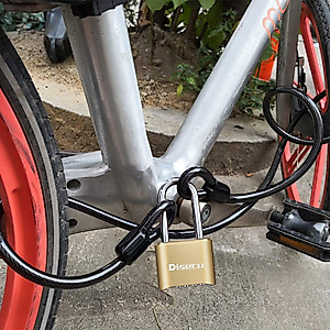 Disecu 4 Digit Heavy Duty Combination Lock 2.5 Inch Long Shackle Outdoor Waterproof Padlock for School Gym Locker, Gate, Hasp Storage, Toolbox, Fence, Case, Bike (Brass)