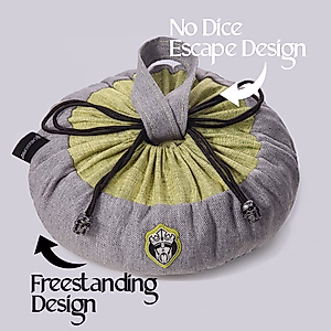 CardKingPro Monstrous - Dice Bag with 8 Pockets - Gray/Green - Huge Capacity 500+ Dice - Great for Dice Hoarders