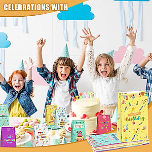 Shindel Party Favor Bags, 54PCS Happy Birthday Treat Bags, Birthday Bags For Kids, 4.7" x 3.1" x 8.7" 12 Designs Colored Paper Bags Goodie Bags for Birthday Party Kids