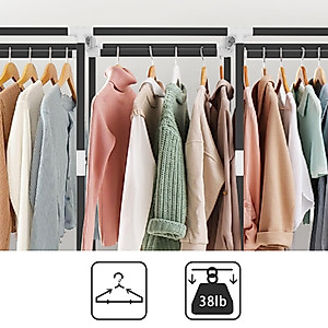 LOKEME Portable Closet, Portable Closets for Hanging Clothes with 3 Hanging Rods and 6 Storage Shelves, Black Closet, Easy to Assemble Wardrobe Closet with 4 Side Pockets