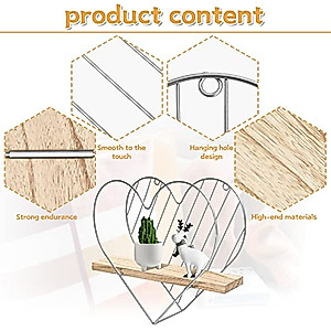 EsLuker.ly Grey Floating Shelf Cute Romantic Heart Floating Shelves Wall Mounted Rustic Metal Wooden Shelves for Nursery Room Bathroom Bedroom Office Decor