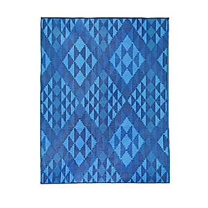 ERBANICA Premium Extra Large Quick Dry Reversible Outdoor Plastic Rug for RV, Camping, Beach, Picnic, Patio, Pool Side 8'x10' (Blue Diamond)
